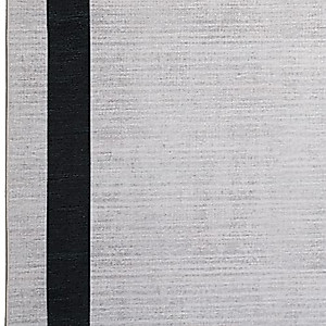 Machine Washable Area Rug with Non Slip Backing & Stain Resistant & Eco Friendly & Family and Pet Friendly - Everest Geometric Modern Bordered Creme & Black Design 5'4''x8'