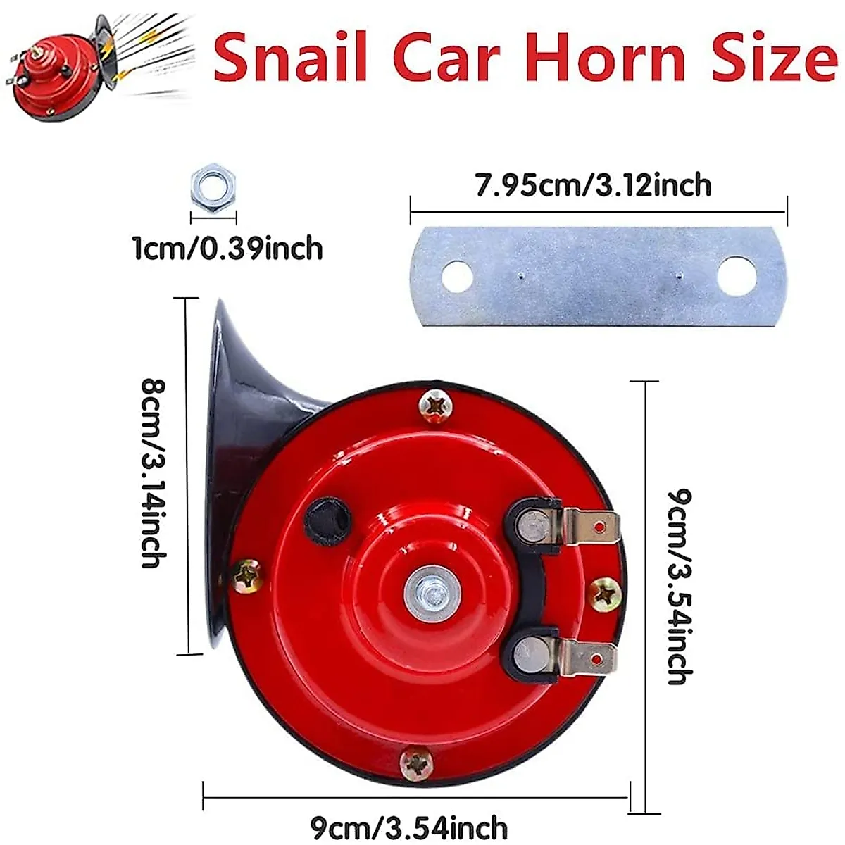 Super Loud Train Horn,1Pair 12V Waterproof Electric Snail Horn Car Horn for Trucks, Train, Boat,Cars, Motorcycle, Bikes & Boats… (Red)
