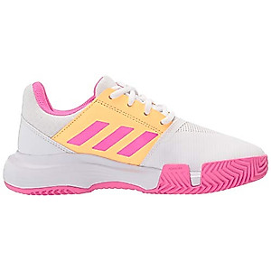adidas Courtjam X Tennis Shoe, White/Screaming Pink/Acid Orange, 3.5 US Unisex Little Kid