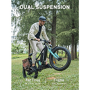 HAOQI Cheetah Electric Bike for Adults Peak 1000W UL 2849 Certified 48V 16AH/25Ah Battery Adult Electric Bicycles 26”*4”Fat Tire Full Suspension 28MPH Mountain Ebike 7 Speed Max 85 Miles Range