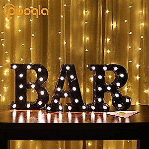 Pooqla Decorative LEDs Illuminated Letter Marquee Sign - Alphabet Marquee Letters with Lights for Wedding Birthday Party Christmas Night Lights Lamp Home Bar Decoration C, Black