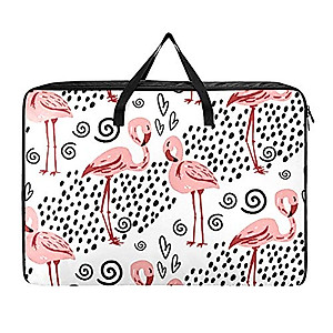 MCHIVER Quilt Storage Bag Clothing Organizer - Flamingo Pattern Under Bed Storage Bins Bedroom Storage Clear Window & Carry Handles Great for Under Bed Storage