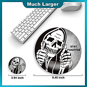 Large Mouse Pad with Wrist Rest Dia 9.45 inch, Mouse Pads for Desk, Cute Round Ergonomic Mouse Pad, Gel Mousepad Wrist Support for Computer Laptop Gaming Home Office Decor-Funny Skull