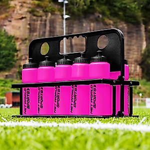 FORZA Team Sports Water Bottles | 25oz Capacity with Portable Carry Bag or Foldable Carrier - BPA-Free Plastic for Hydration on the Go (Foldable Carrier, Pink)