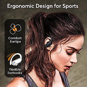 GNMN Bluetooth Headphones Wireless Earbuds V5.3 Over Ear Buds 50Hrs Playback Wireless Charging Case Waterproof Earphones Sports Headset with Earhooks & Dual Power Display for Running Workout