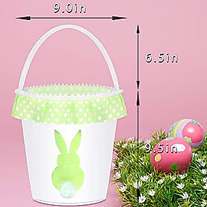 Doxrmuru Easter Basket for Kids Easter Bunny Basket Easter Gift Bags Eggs Hunt Cotton Bag Kids Easter Tote Bag Easter Decorations (Green)