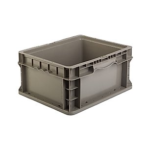 Hudson Exchange 12 x 15 x 7.5 (4 Pack) Straight Wall Handled Storage Container Tote, Gray/Brown