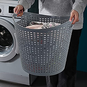 Zerdyne 6-Pack Large Storage Basket, 30 L Plastic Laundry Hamper/Laundry Basket, Gray