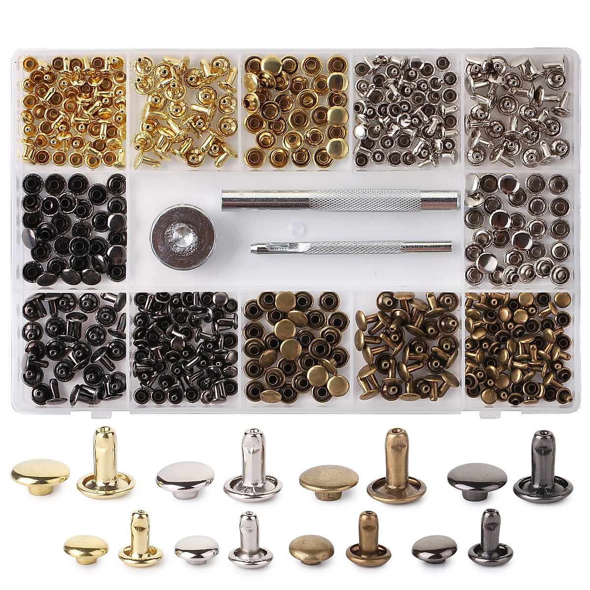 UNCO Leather Rivets Kit - 240 Durable Metal Studs for Crafting
