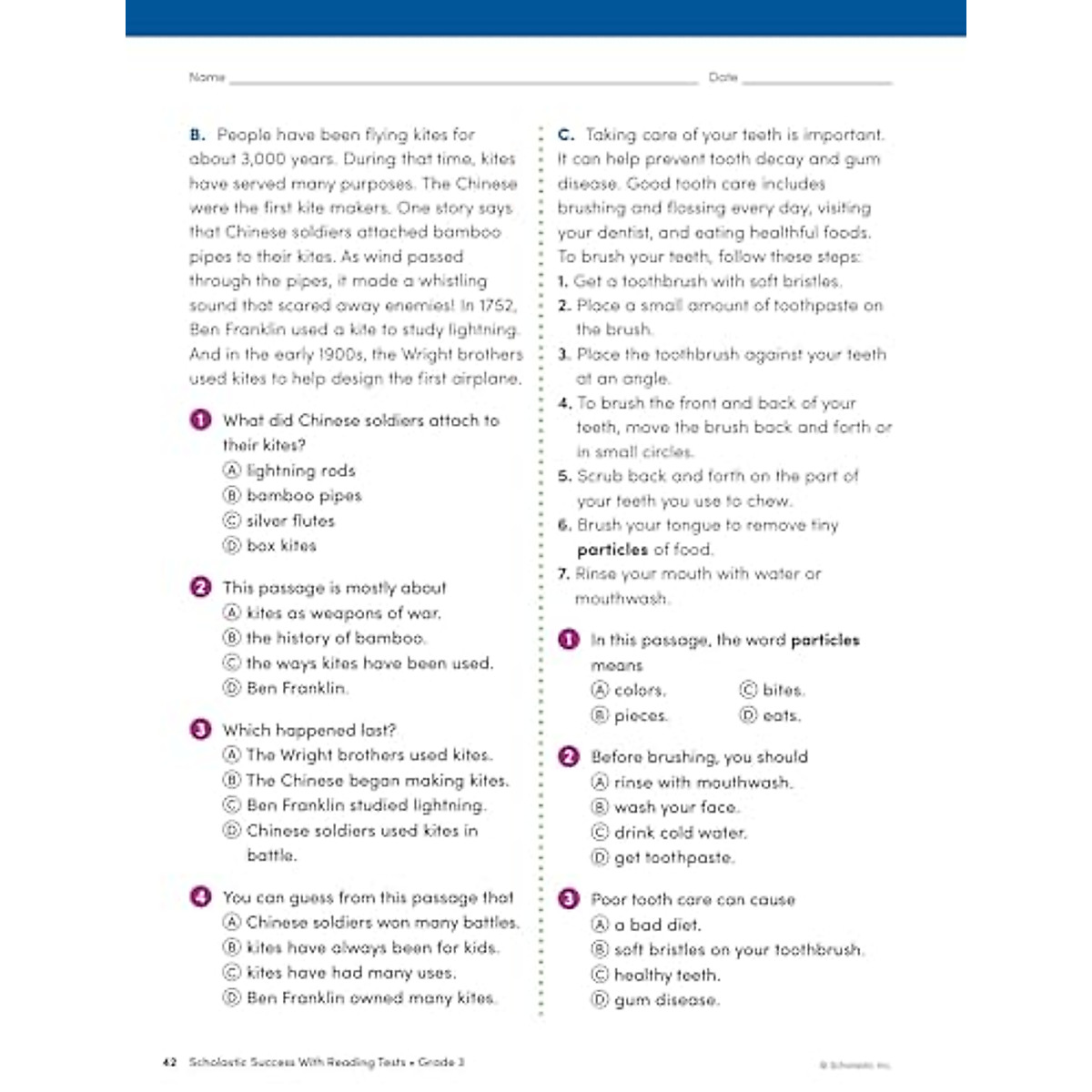 Scholastic Success with Reading Tests Grade 3 Workbook