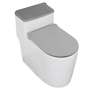 Toilet Tank Lid Cover and Toilet Lid Cover, Bathroom Toilet Lid Seat Cover Set,Toilet Protector Cover，Stretch Washable Spandex Fabric, Fits Most Toilet Tanks & Lids，Hotel and Home，Light Grey (4)