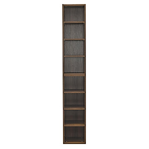 DESIGNER97 8-Tier Media Tower Rack CD DVD Slim Storage Cabinet Adjustable Shelves Tall Narrow Bookcase Display Bookshelf Multi-Functional Double-Decker Bookcase Walnut