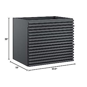 Modway Render 23.5" MDF Wood Wall-Mount Bathroom Vanity Cabinet in Gray