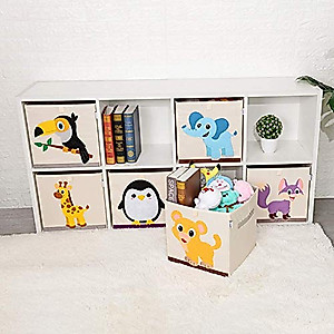 CLCROBD Foldable Animal Cube Storage Bins Fabric Toy Box/Chest/Organizer for Kids Nursery, 13 inch (Llama + Butterfly)