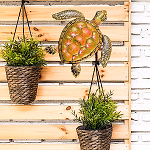 Surakey Metal Sea Turtle Wall Decor Sea Turtle Wall Art Decor Hanging Animal Ornament for Home Bedroom Living Room Office Garden Fences Aquarium Ocean Wall Decoration (Green)