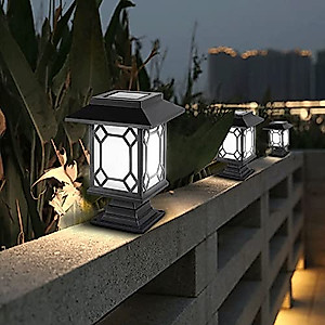 JSBDPHW Solar Villa Pillar Lamp Outdoor Waterproof Post Light Patio Garden Decoration Column Light Lawn Light Base Landscape Light Deck Light