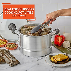 IMUSA USA MEXICANA-410 Aluminum Steamer with Glass Lid 10-Quart, Silver, 10Qt