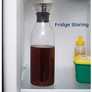 Karafu Glass Carafe with Lid, 50 Ounces Borosilicate Drip-free Glass Pitcher for Hot/Cold Water, Ice Tea and Juice Beverage