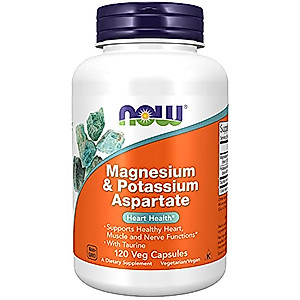 NOW Supplements, Magnesium & Potassium Aspartate with Taurine, Heart Health*, 120 Veg Capsules