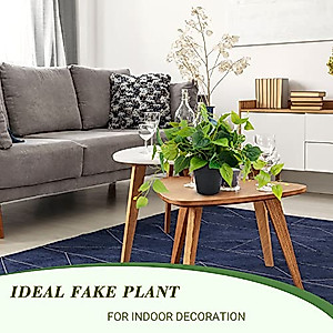 JPSOR Faux Plants for Home Décor, Small Indoor Fake/Artificial Potted Plants Pothos with Black Plastic Pot for Outdoor Living Room Bedroom Office Garden