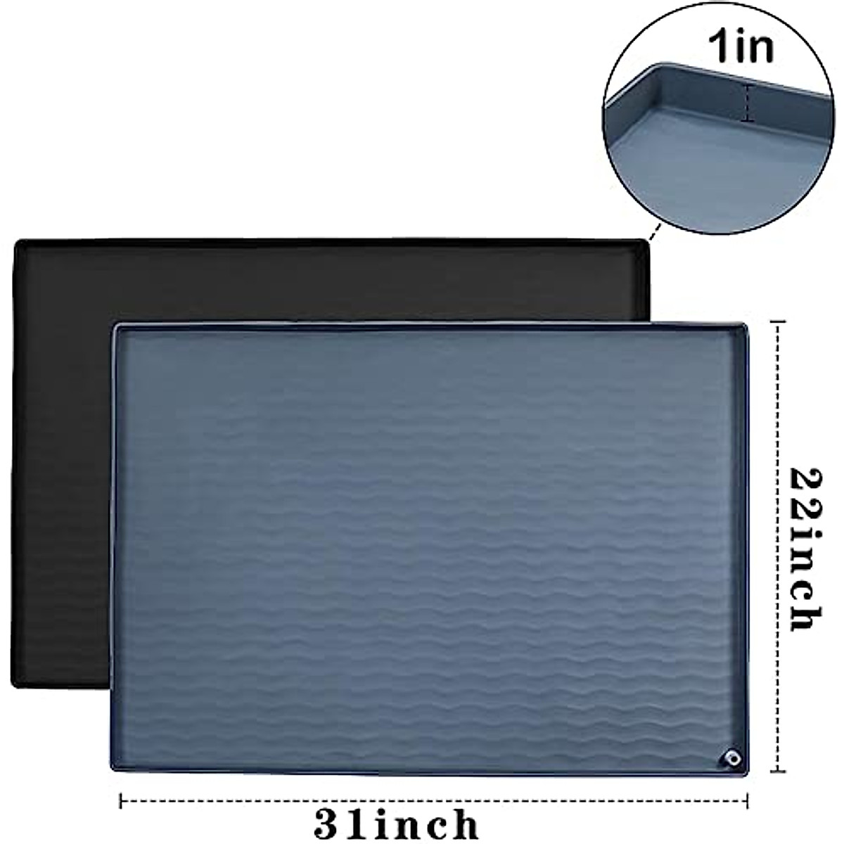 URMONA Under Sink Mat, 31'' x 22'' Under Sink Mats for Kitchen, Waterproof Silicone Under Sink Liner Drip Tray, Sink Cabinet Protector Mats for Kitchen