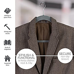 Simplify Extra Wide 21” Velvet Coat Hangers | 6 Pack | Slim Design | Heavy Duty | Holds 10 Pounds | Closet Organization | Shirt & Clothes | Grey