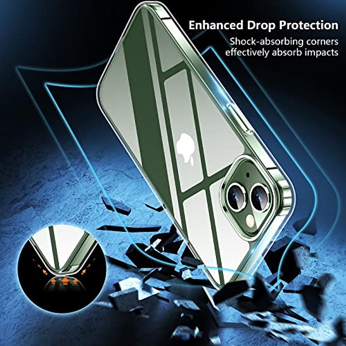 SPIDERCASE for iPhone 13 Mini Case, [10 FT Military Grade Drop Protection] [Crystal Clear] [2+Tempered Glass Screen Protector] [Not Yellowing] Shockproof Slim Thin Case, Clear