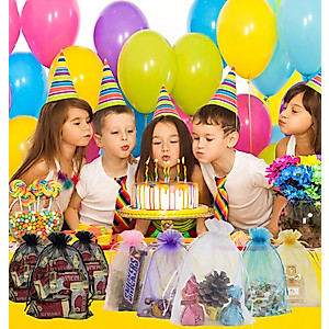 Jexila 120PCS Sheer Organza Bags 5X7 inches Mesh Drawstring Gift Bags Small for Jewelry Wedding Party Baby Shower Favor Bags (Rainbow 5X7)