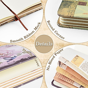 4 Pack Travel Journal, Journal for Women Men Gift, Vintage Journal with Retro Page for Writing, Hardcover Cute Notebook, Aesthetic Diary Notebook Junk Journal Set, Scrapbook Journal, 5.6" X 8.3"