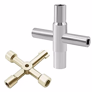 CIZTADA 4 Way Sillcock Key 2-Pack Multi-functional Water Utilities Key Stainless Triangle/Square Wrench Tool for Faucet, Spigots, Valve and Cabinet Cupboard