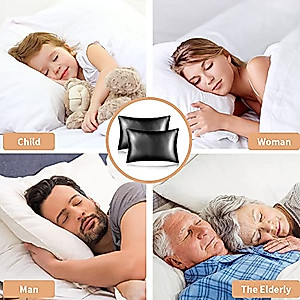 Sutuo Home Silk Pillowcase 2 Pack 100% Mulberry Silk Pillow Cases for Hair and Skin 6A Both Sides 19 Momme Natural Silk Pillow Cover Super Soft and Smooth Queen 20"x30" Black