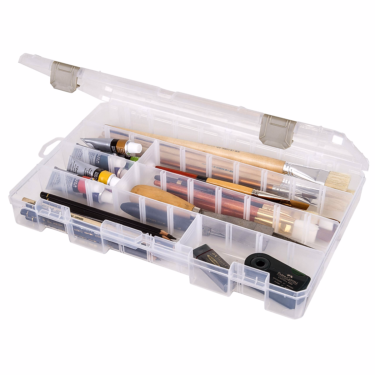 ArtBin 5004AB Large Solutions Box with Dividers, Art & Craft Organizer, [1] Plastic Storage Case, Clear