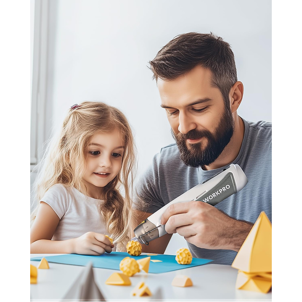 WORKPRO 7.2V Mini Cordless Heat Gun, 680℉ Hot Air Gun with Reflector Nozzle, 3 Temp Settings - Cool Air, 302℉(150℃)/680℉(360℃), Fully Ceramic Heating Core for Craft Embossing, Shrink Wrapping PVC