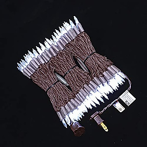 JinBest 150 LED Cool White Christmas Lights, Commercial Grade Decorator Lights Brown Wire 50 Ft, for Indoor and Outdoor Party, Garden, Patio.