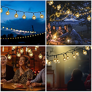 2 Pack Solar Globe String Lights, HMXBRIGHS 21ft 30 LED Waterproof Bubble Crystal Balls String Fairy Lights, 8 Modes Outdoor Starry Lights Solar Powered Lights for Garden Yard Patio Home Party Decor