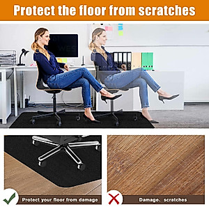 Office Chair Mat for Hardwood & Tile Floor, Computer Gaming Rolling Chair Mat, Under Desk Low-Pile Rug, Large Anti-Slip Floor Protector Rug, Easy to Clean,Black(48"*36")