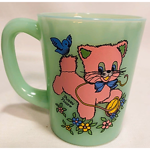 Rosso Glass Chocolate Mug Exclusive - USA - American Made - Jade Jadeite Jadite Green Glass (Jade, Pussy Fluff)