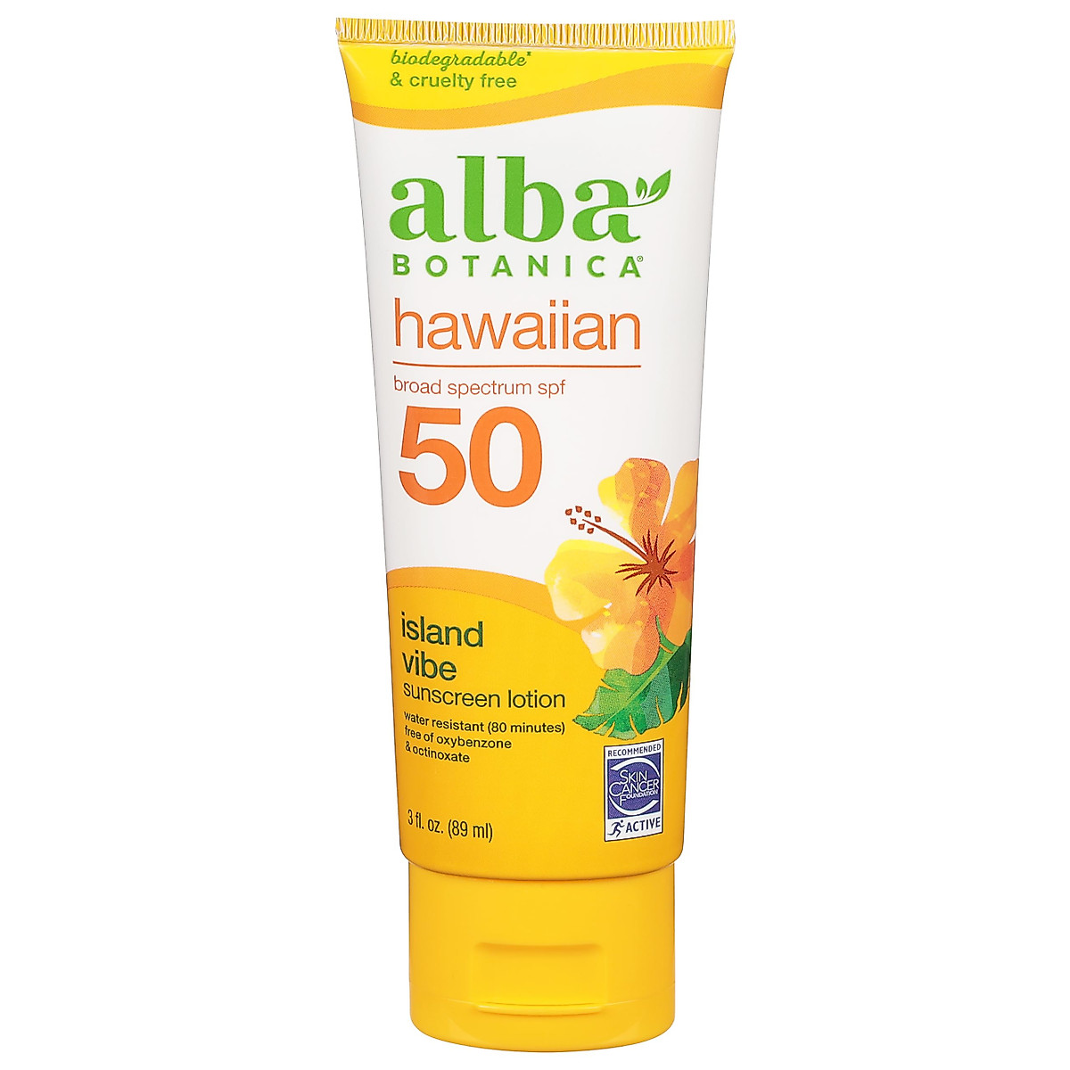 Alba Botanica Sunscreen Lotion, SPF 50, Island Vibe, 3 Oz