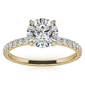 10K Solid Yellow Gold Handmade Engagement Ring 2.00 CT Round Cut Moissanite Diamond Solitaire Wedding/Bridal Rings Set for Women/Her, Amazing Ring Gift for Her