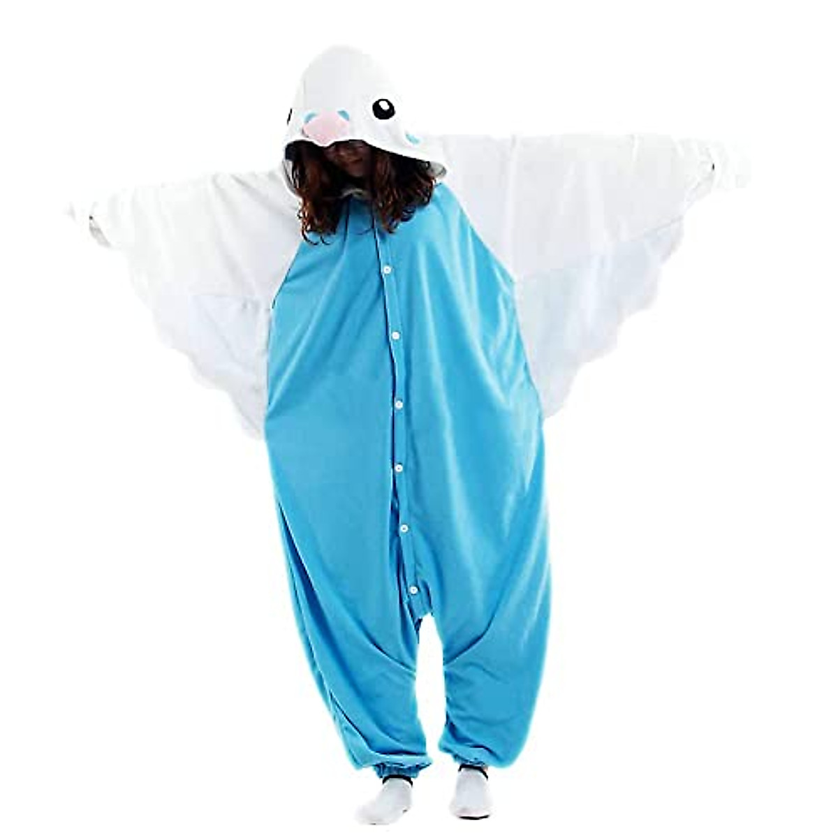 seewavom Budgie Kigurumi Adult Cartoon Onesie Halloween Christmas Costumes One Piece Footed Sleepwear Homewear Blue