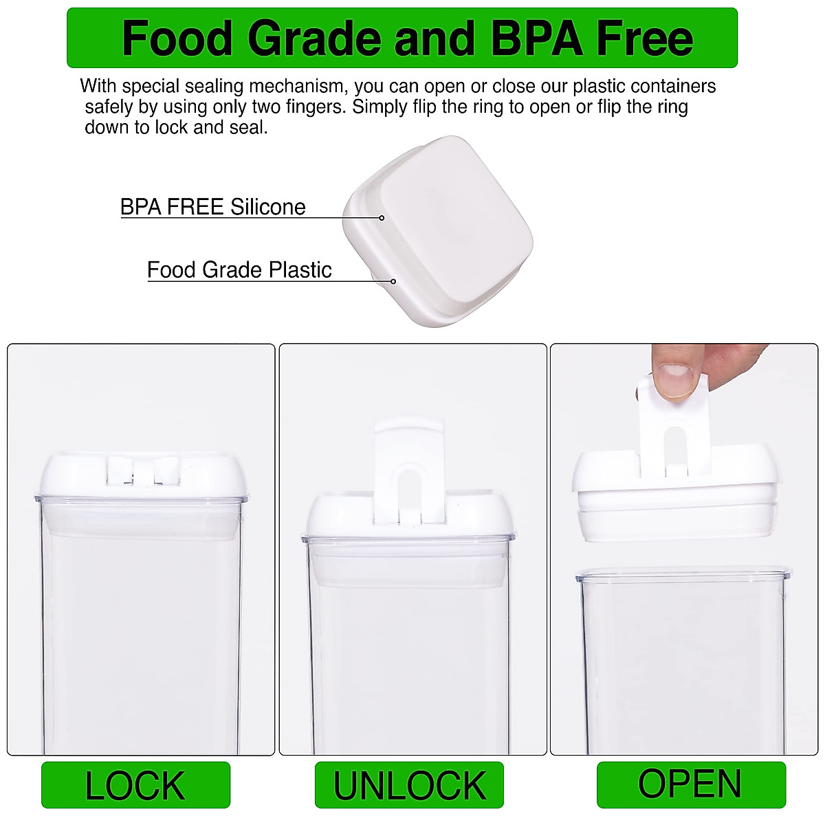 8-Piece, Air Tight Food Storage Container, Pantry organization container