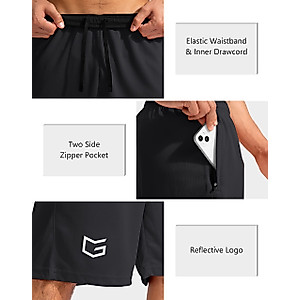 G Gradual Men's Basketball Shorts with Zipper Pockets Lightweight Quick Dry 11" long shorts for men Athletic Gym(Black,XL)