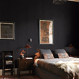 JiffDiff Black Crocodile Wallpaper Textured Wallpaper Charcoal Black Matte Non Woven 3D Embossed Wallpaper Non-Pasted Wallpaper 19.7Ft x 17.7''