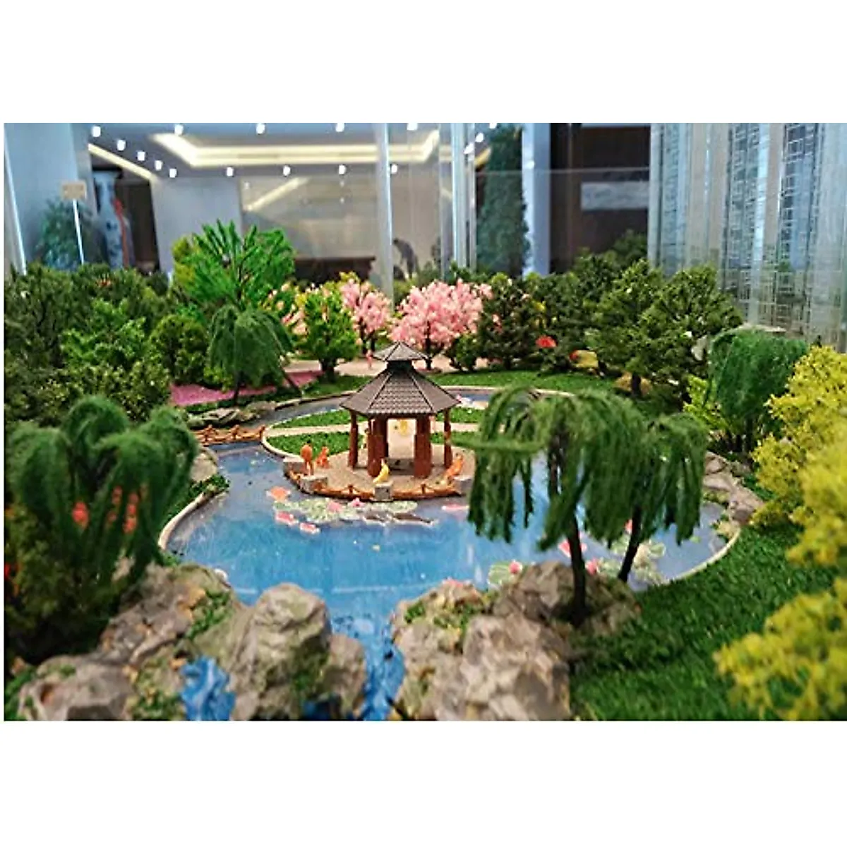 BAENRCY 32pcs 0.79-6.30inch Mixed Model Trees Accessories Model Train Scenery Architecture Trees Model Scenery with No Stands(All Green)