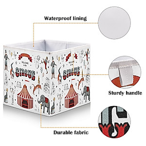 QUGRL Vintage Circus Storage Bins Retro Carnival Clowns Foldable Storage Basket Storage Box Organizer for Clothes Books Drawers Under Bed 15.75 x 10.63in