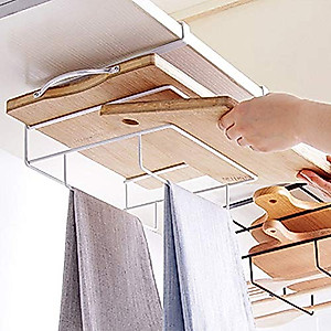 Connoworld Double Layer Kitchen Cabinet Iron Shelf Chopping Board Storage Rack Towel Holder Black