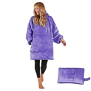 Catalonia Classic Oversized Hoodie Blanket Sweatshirt, Sherpa Wearable Blanket with Giant Pocket, Cozy Soft Warm Portable Sweatshirt, Gift for Women Men Father