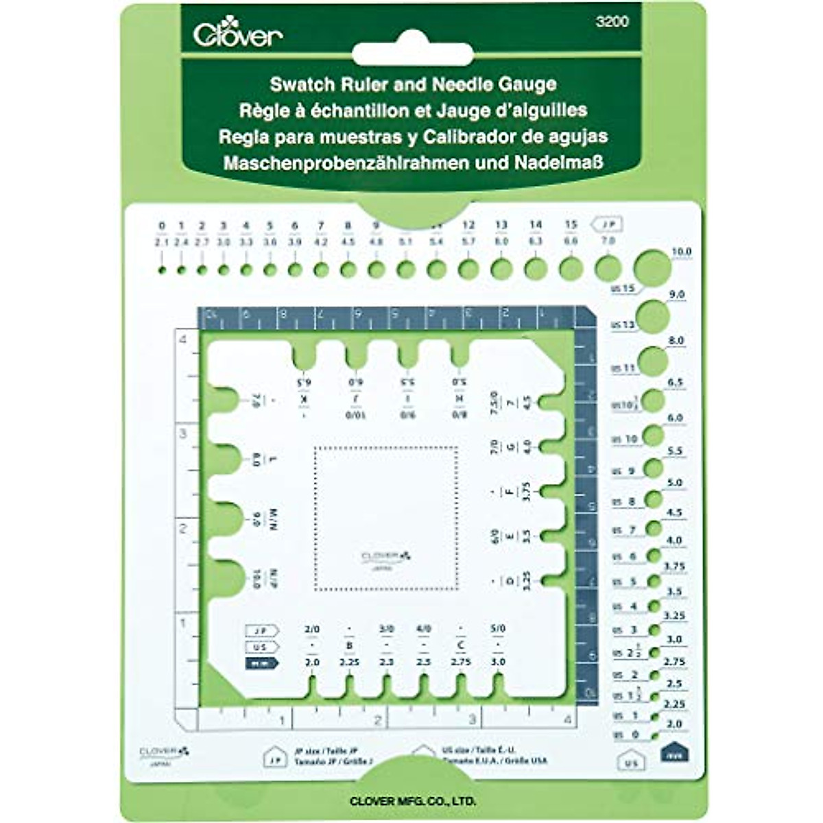 Clover Swatch Ruler & Needle Gauge, White