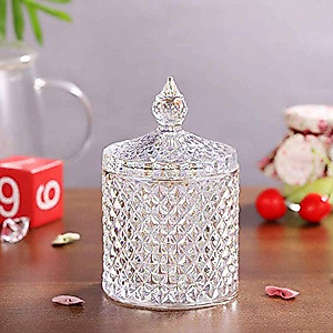 CLOVERHOME Qtips Holder Dispenser Bathroom Counter Vanity Organizer for Cotton Ball, Cotton Swab, Cotton Rounds Bath Salts Jewelry Storage Container for Decoration, Weddings, Candy(Sparkling, 20 oz)