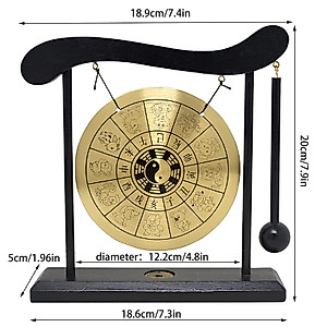 Zen Art Brass Feng Shui Desktop Zodiac Gong for Decor W1649